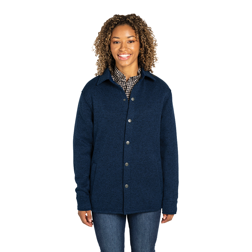 1497 Heathered Fleece Snap Shacket — Shilling Sales, Inc
